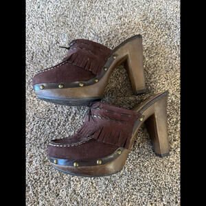 Shoes | Vintage Y2k 9s Lei Studded Chunky Platform Clog Heels Brown ...